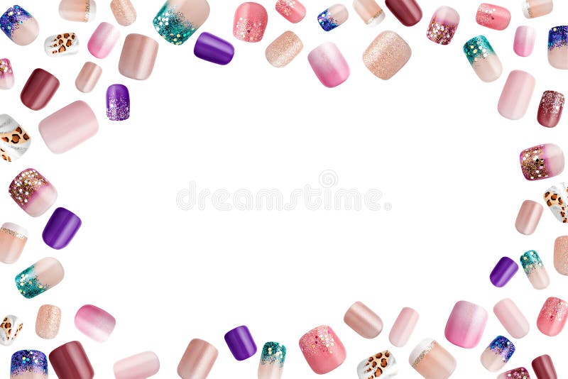 Beautiful False Nails, Nail Polish Sample, Frame for Text Stock Photo ...