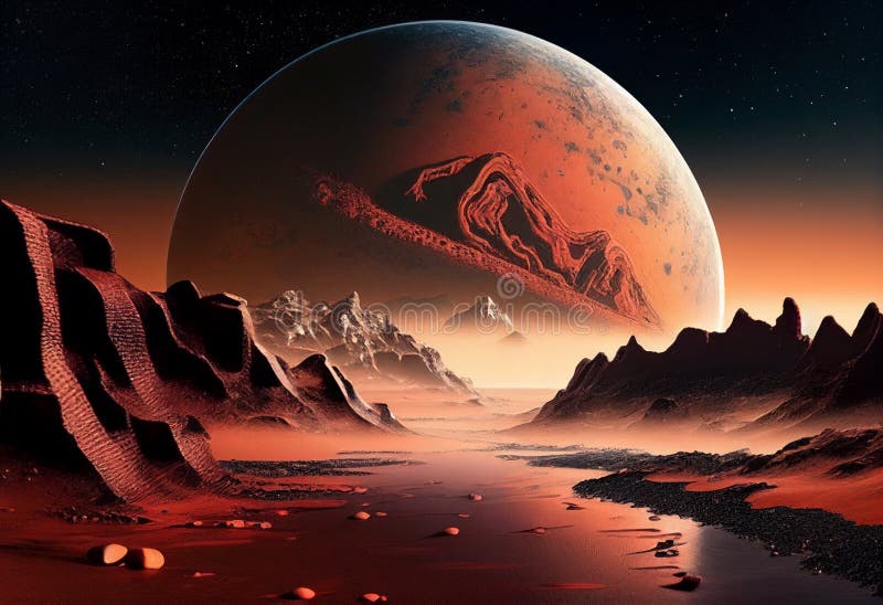 Beautiful Fantastic Landscape of Mars Planet. AI Generated Stock Image ...