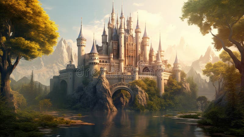 Beautiful Fantasy Castle, Book Cover. AI Generated Stock Illustration ...