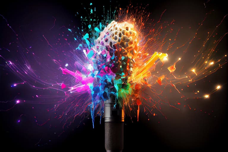 A Beautiful Fantasy Creative Microphone Explosion with Multicolor ...