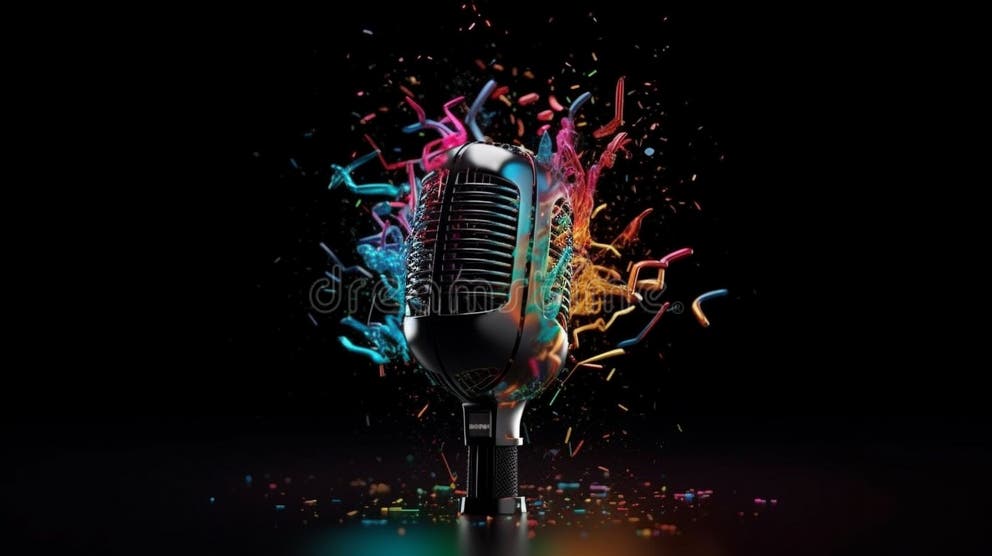 A Beautiful Fantasy Creative Microphone Explosion with Multicolor ...