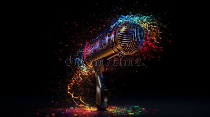 A Beautiful Fantasy Creative Microphone Explosion with Multicolor ...