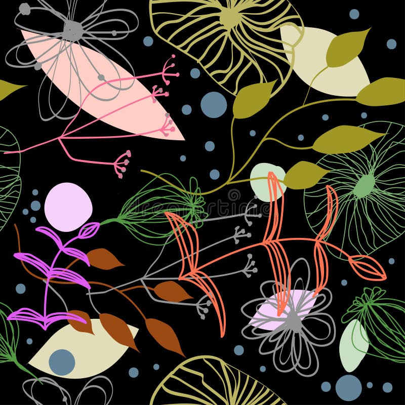 Beautiful Fantasy Seamless Pattern. Decorative Vector Background with ...