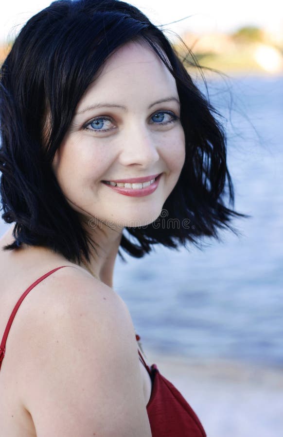 Beautiful Fashion Model on the Beach Stock Photo - Image of eyes ...