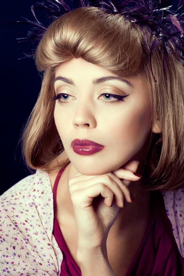 Beautiful Fashion Model, Classic Retro Style Look Stock Photo - Image ...