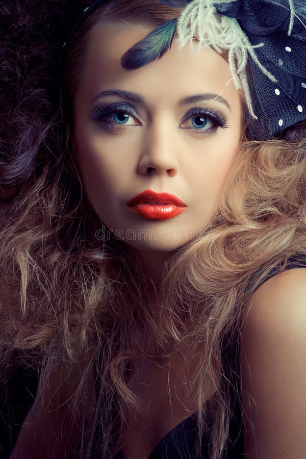 Beautiful Fashion Model, Classic Retro Style Look Stock Photo - Image ...