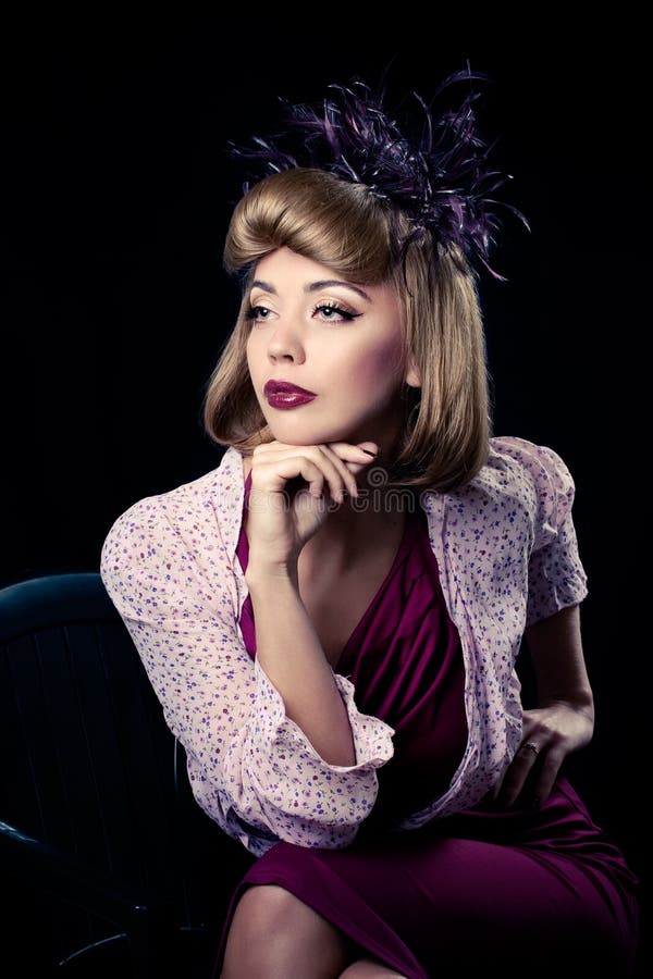 Beautiful Fashion Model, Classic Retro Style Look Stock Photo - Image ...
