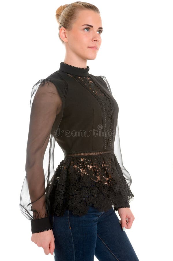 Beautiful Fashion Model in Modern Clothes Posing Stock Photo - Image of ...