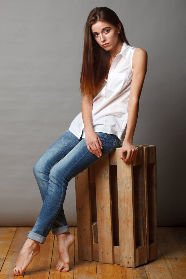 Beautiful Fashion Model Posing at Studio Stock Image - Image of girl ...