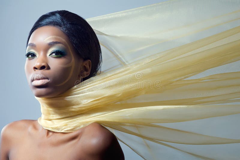 Beautiful Fashion Model with a Silk Scarf Stock Image - Image of ...