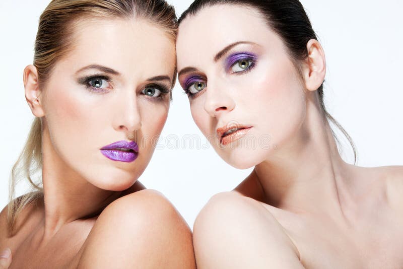 Beautiful Fashion Models with Full Make Up. Stock Image - Image of ...