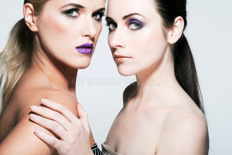 Beautiful Fashion Models with Full Make Up. Stock Image - Image of ...