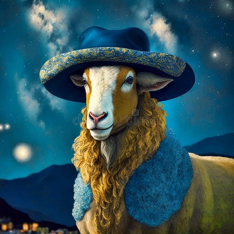 Beautiful Fashionable Ram in a Hat and Raincoat. Stock Illustration ...