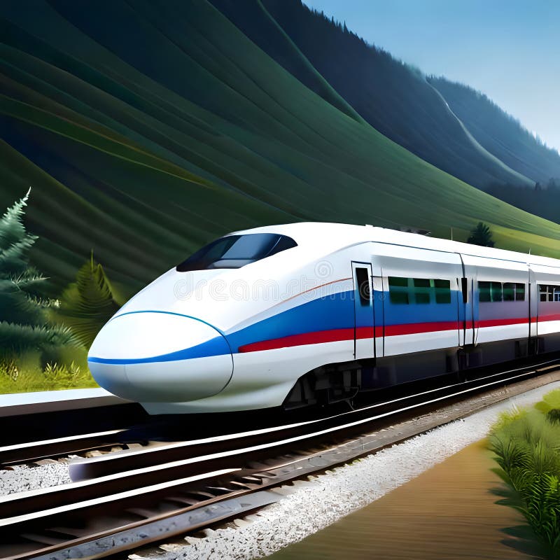 Fast Bullet Train - Ai Generated Image Stock Illustration ...