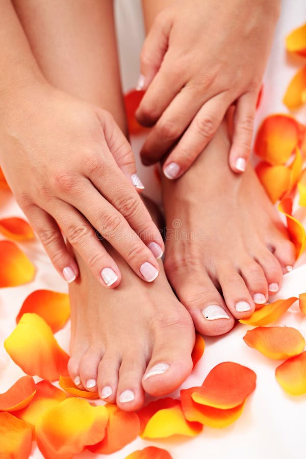 Manicured Hands and Pedicured Feet Stock Image - Image of clean ...