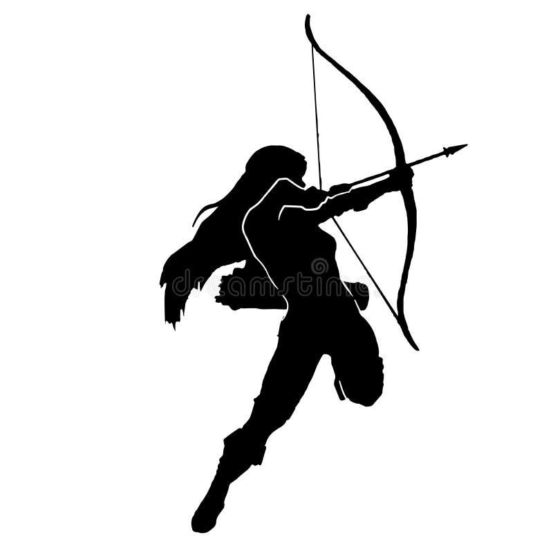 Beautiful of Female Archer Warrior Silhouette Vector Collection on ...