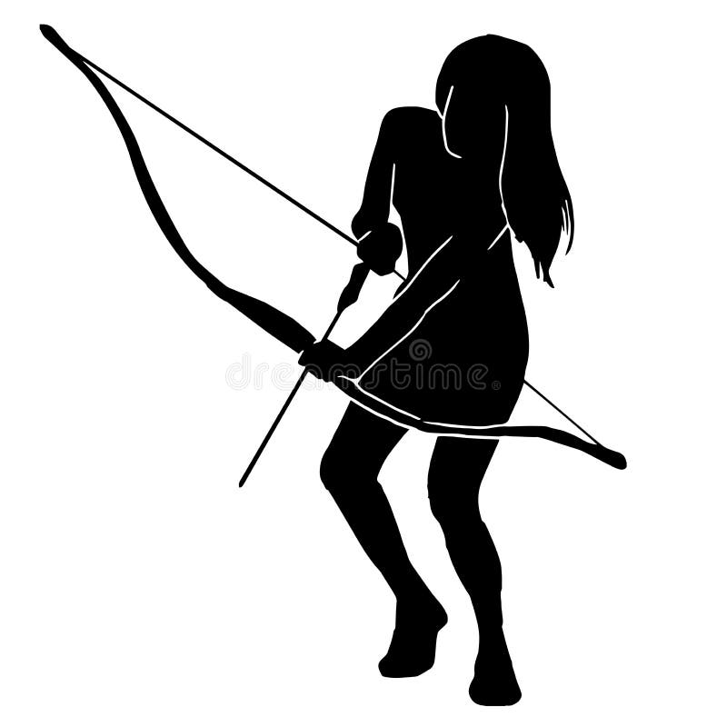 Beautiful of Female Archer Warrior Silhouette Vector Collection on ...