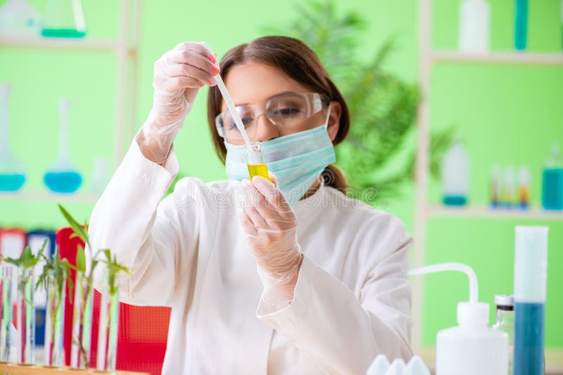 The Beautiful Female Biotechnology Scientist Chemist Working in Lab ...