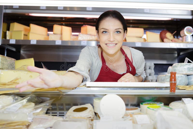 Beautiful Female Brunette with Different Types Cheese in Gastronomy ...