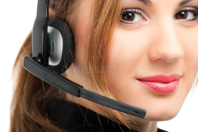 Beautiful Female Call Center Operator Stock Image - Image of assistance ...