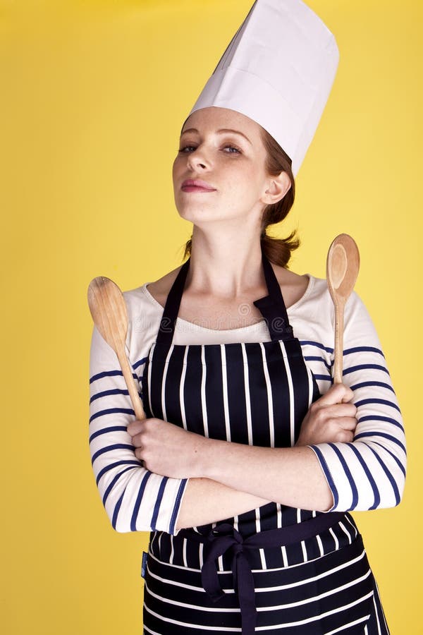 Pretty Woman Chef Have Fun with Her Cooking Tool Stock Photo - Image of ...