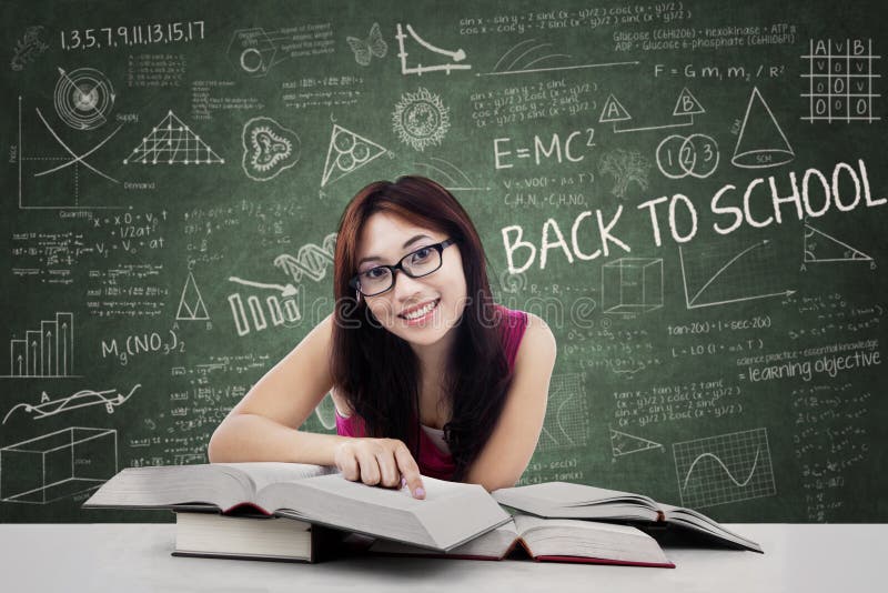 Beautiful Female College Student in Class 1 Stock Image - Image of ...