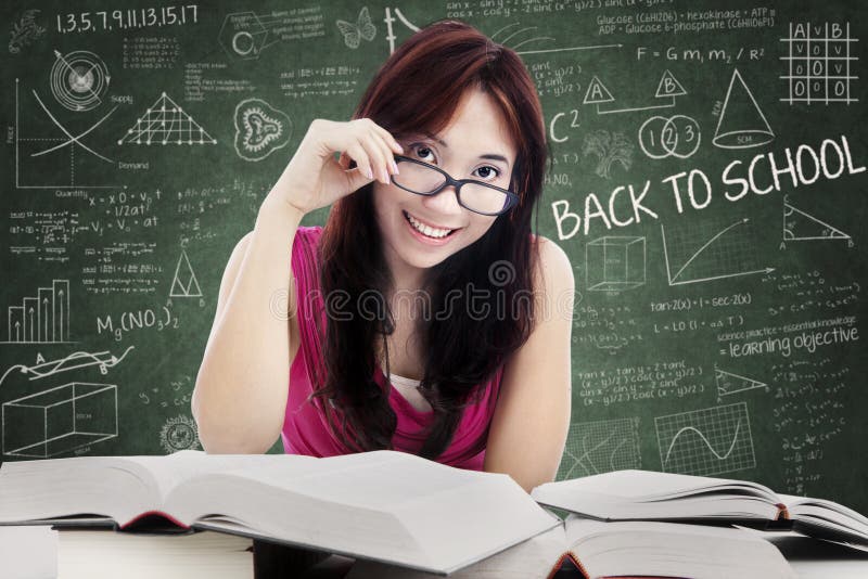 Beautiful Female College Student in Class Stock Photo - Image of ...