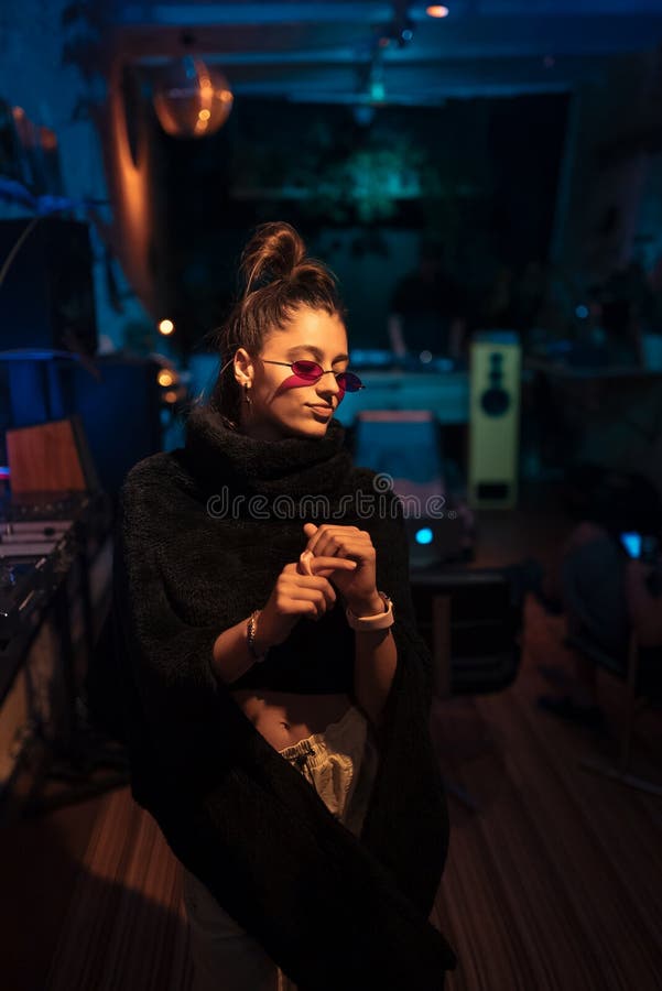 Beautiful Female Dancing in a Small Club Stock Image - Image of ...