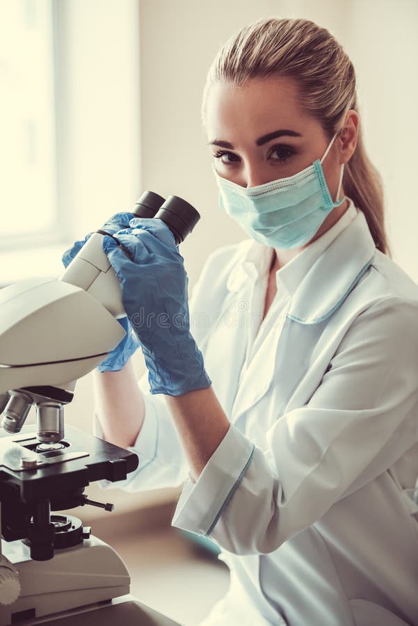 Beautiful Female Doctor in Laboratory Stock Image - Image of girl ...