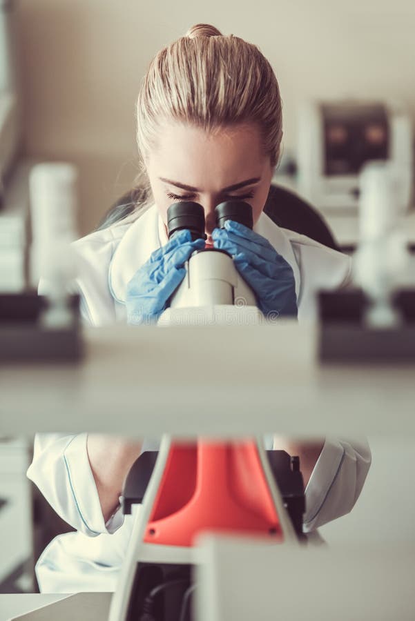 Beautiful Female Doctor in Laboratory Stock Photo - Image of laboratory ...