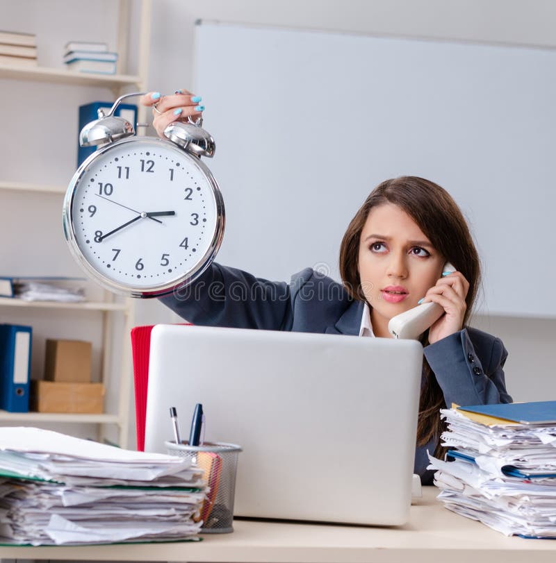 Beautiful Female Employee Unhappy with Excessive Work Stock Image ...