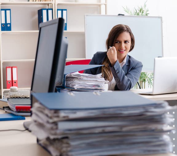 Beautiful Female Employee Unhappy with Excessive Work Stock Photo - Image of lawyer, overworked ...