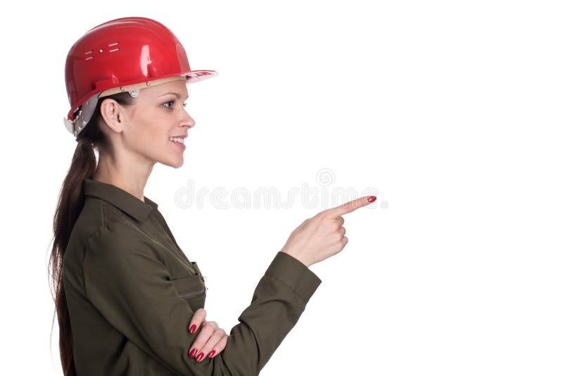 Beautiful Female Engineer Isolated on White Stock Photo - Image of ...