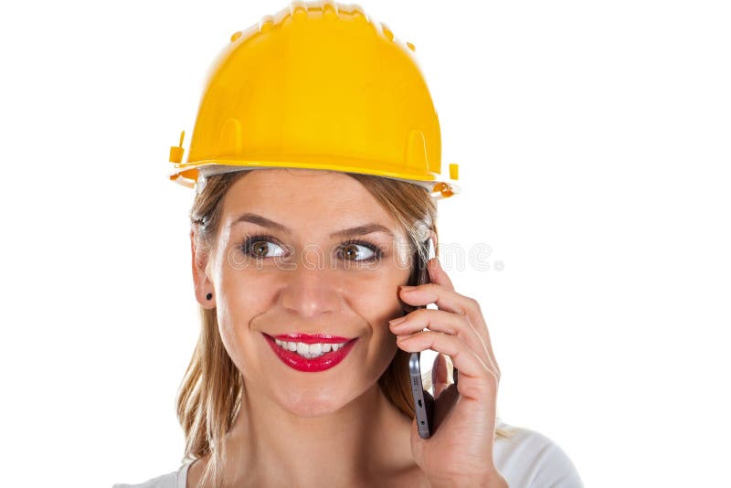 Beautiful Female Engineer on the Phone Stock Image - Image of caucasian ...