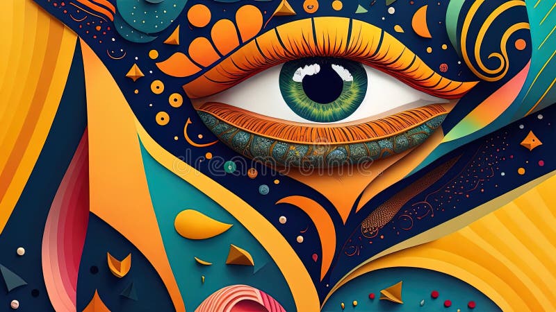 Beautiful Female Eye with Abstract Pattern on Background. Vector ...