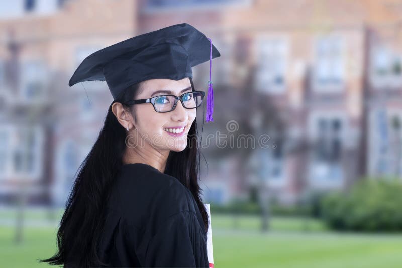 Beautiful Graduate Student Get Money Stock Image - Image of bill ...