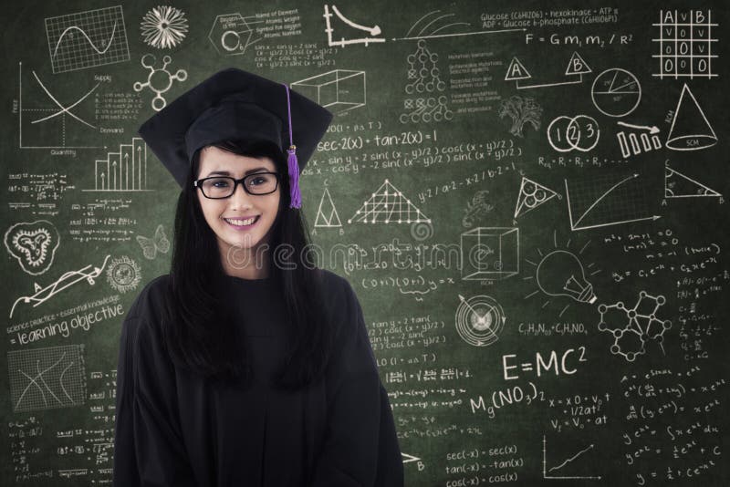 Beautiful Female Graduate Smiling in Class Stock Image - Image of ...
