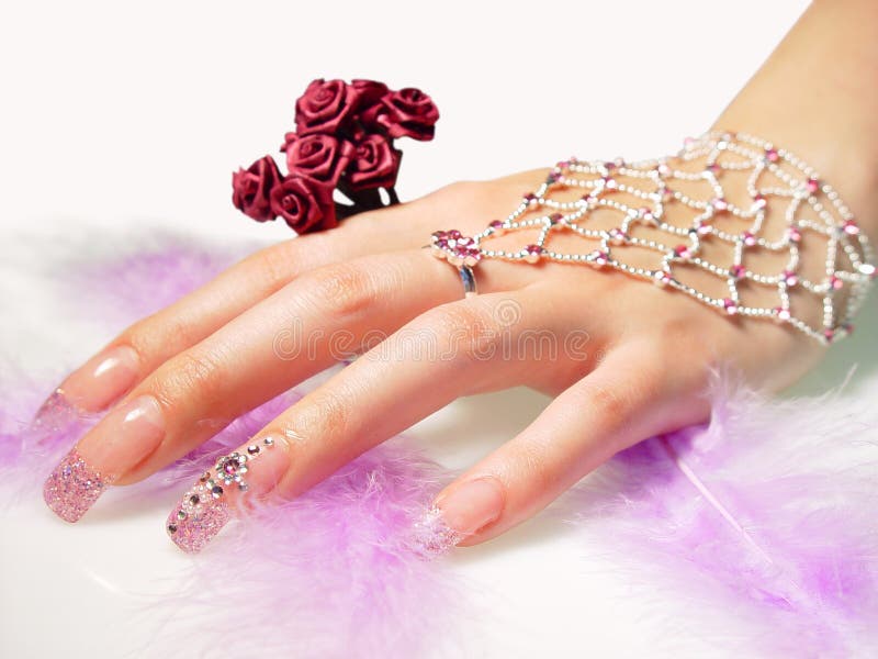 Beautiful female hand stock illustration. Illustration of makeup - 12773625