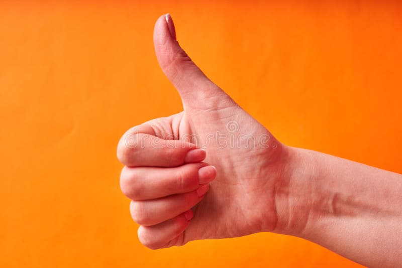 Beautiful Female Hand Showing a Thumb Up Gesture Stock Image - Image of ...