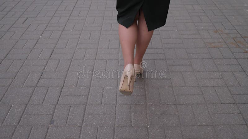 Beautiful Female Legs Step on the Sidewalk Stock Footage - Video of ...