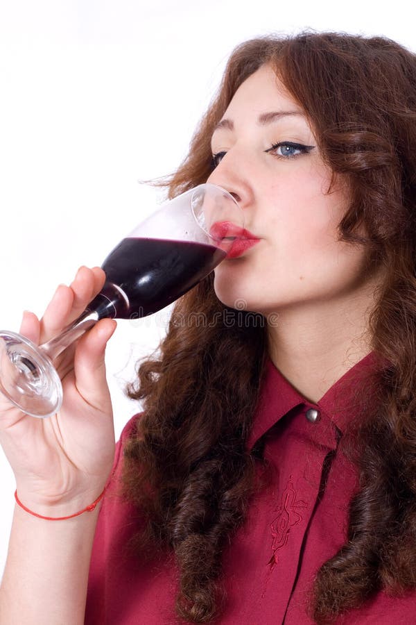 Beautiful Female Lips Drinking Wine from a Glass Stock Image - Image of ...