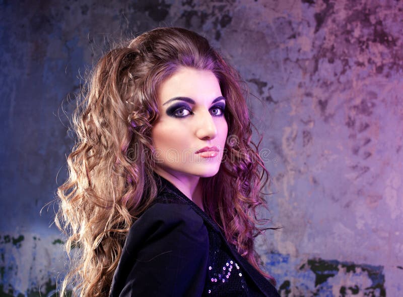 Beautiful Female Model on Dark Background Stock Photo - Image of ...