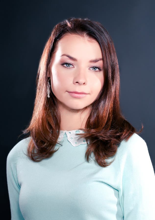 Beautiful Female Model on Dark Background Stock Photo - Image of ...