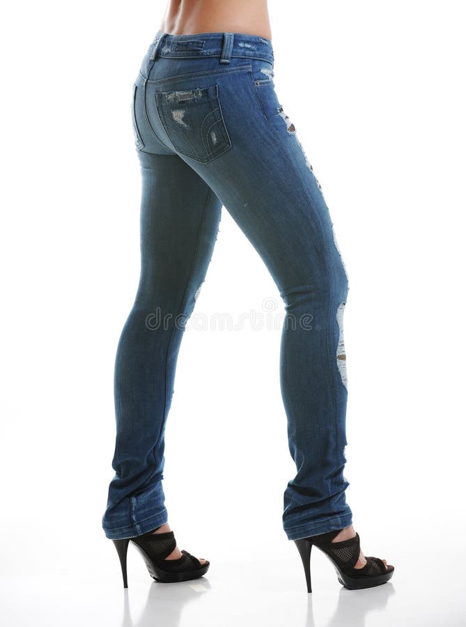 Beautiful Female Model Wearing Jean Stock Image - Image of human, shoes ...