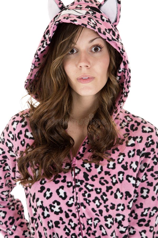 Beautiful Female Model Pink Leopard Pajamas Stock Photos - Free ...