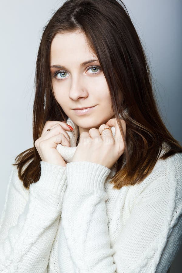 Beautiful Female Model on White Background Stock Photo - Image of back ...