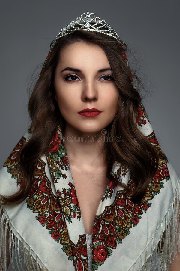 Beautiful Female Portrait Of A Pregnant Woman In White Dress Stock