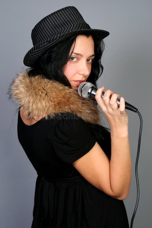 Beautiful Female Singer Singing Stock Image - Image of fashion ...
