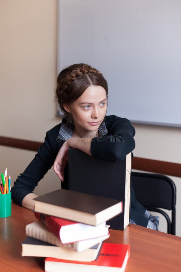 Beautiful Female Student with Books Stock Photo - Image of happy ...