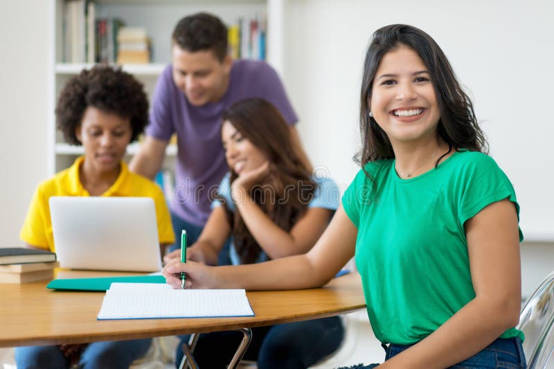 Beautiful Female Student with Group of Multi Ehtnic Students Stock ...